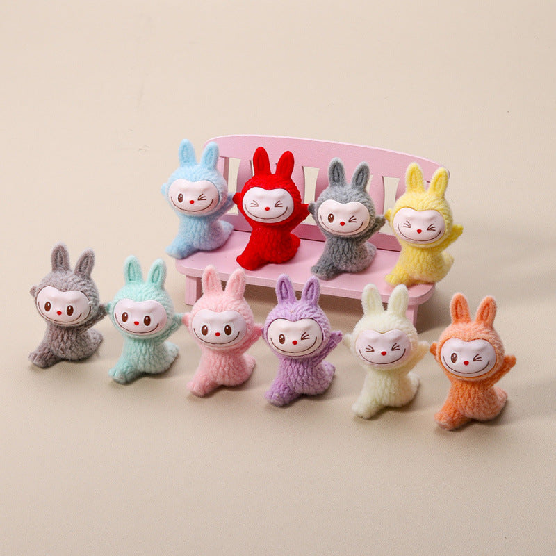 flocking fuzzy labubu sitting laying split jump yoga labubu pen topper ...