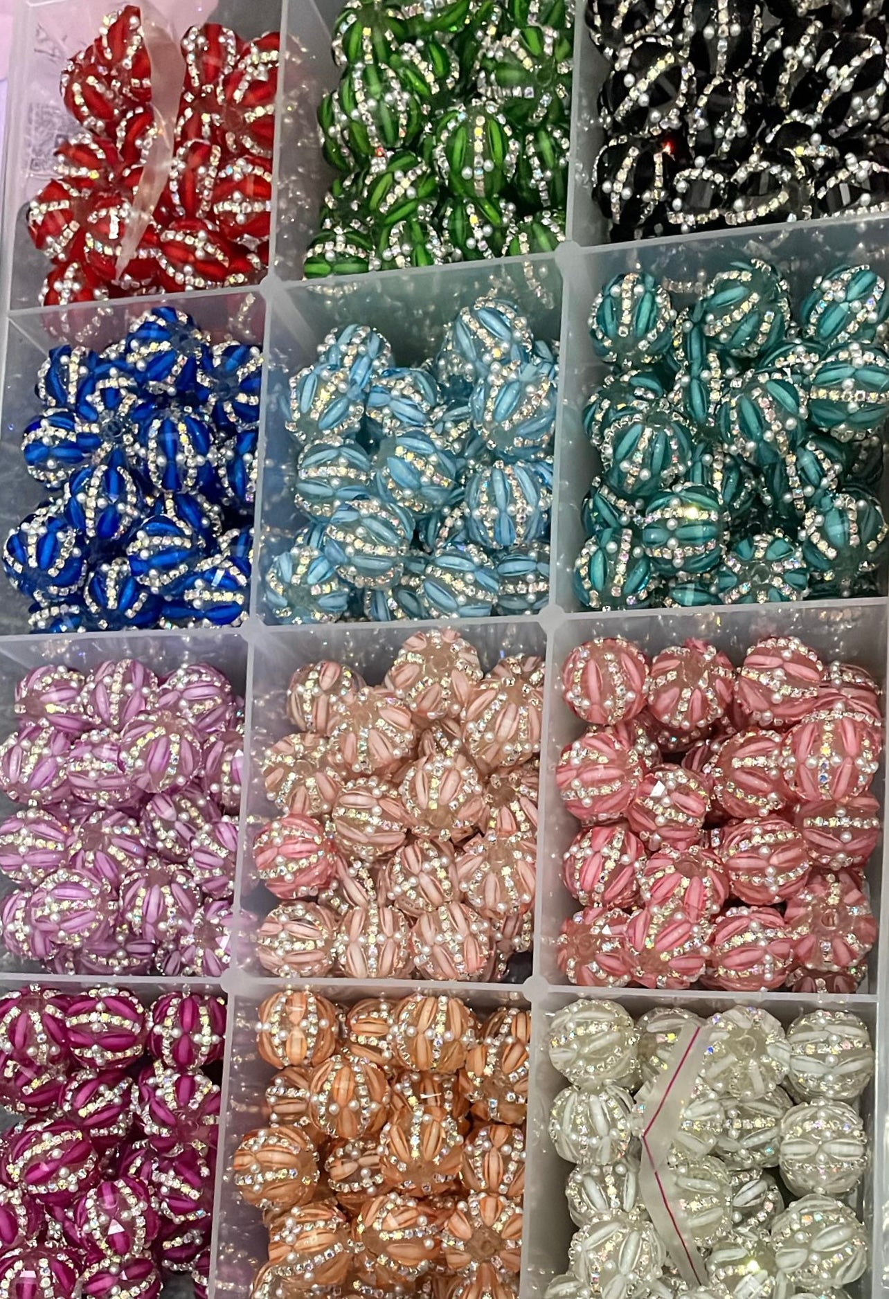 beaded beadable fancy lantern bead ornaments with pearl and rhinestone ...