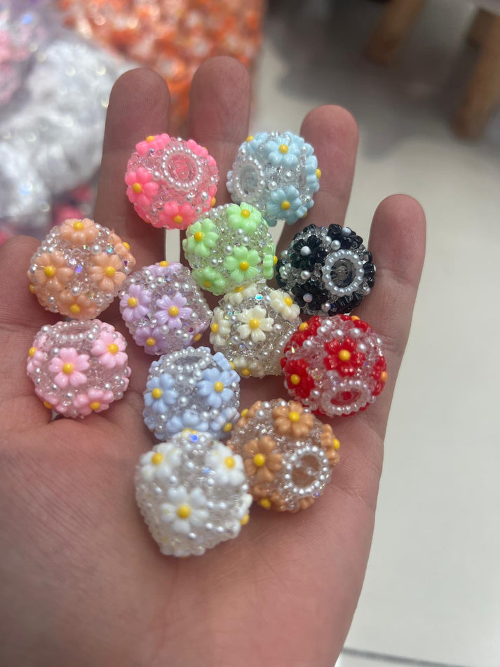 flower beads daisy flower beads with sugar and pearl – Wonder Life Mart