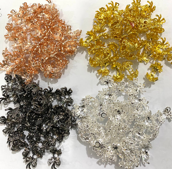 fancy spacer fancy bow shape bead cap metallic bead cap spacer gold si ...