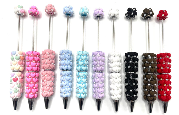 Beaded beadable fancy rhinestone pens heart shape crystal rhinestone p ...