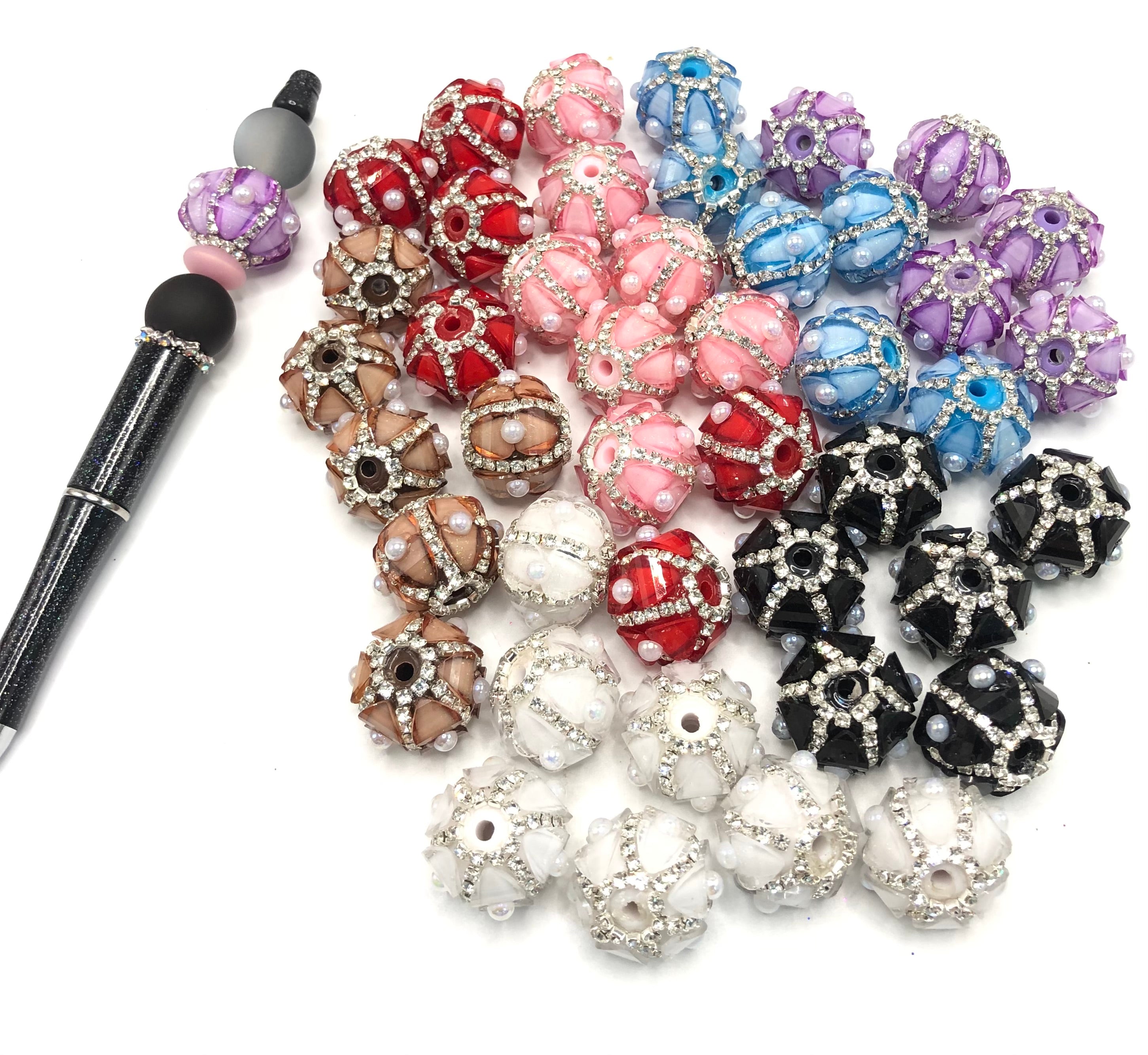 fancy bead acrylic lantern bead ornament with rhinestone chain and pea ...